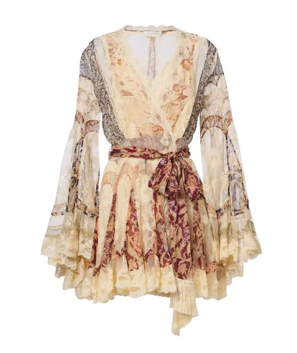 Zimmermann Valiant Floral Lace-trimmed Wrap Dress - Multicoloured