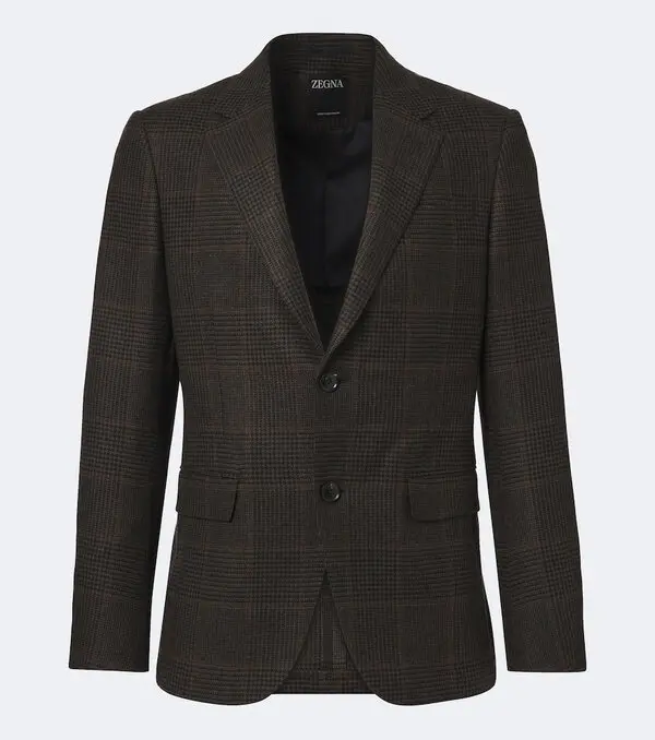 Zegna Prince Of Wales Check Cashmere Blazer - Green