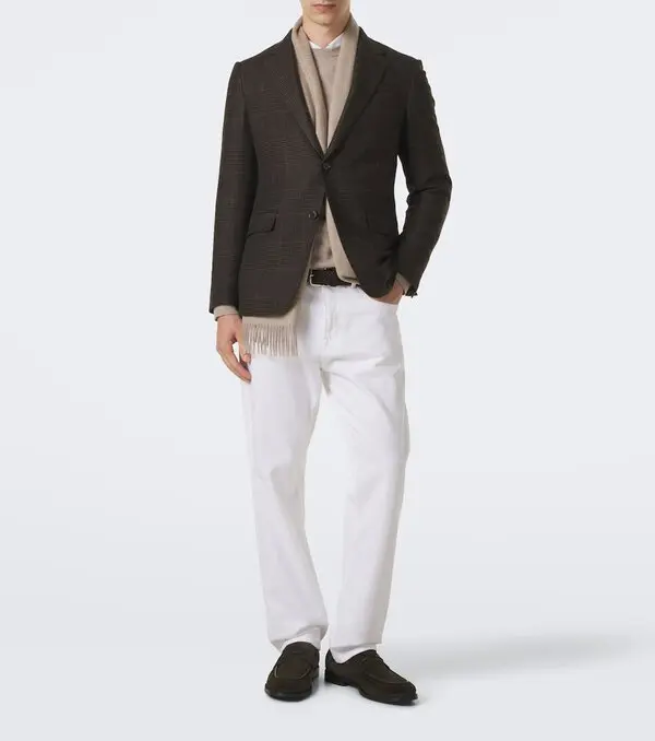 Zegna Prince Of Wales Check Cashmere Blazer - Green