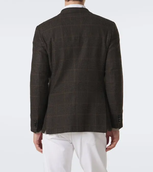 Zegna Prince Of Wales Check Cashmere Blazer - Green