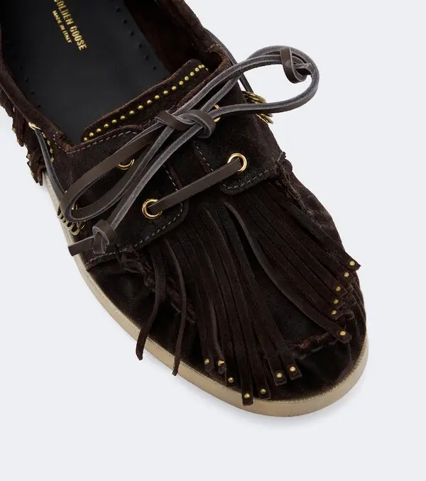 GOLDEN GOOSE Embellished Suede Boat Shoes