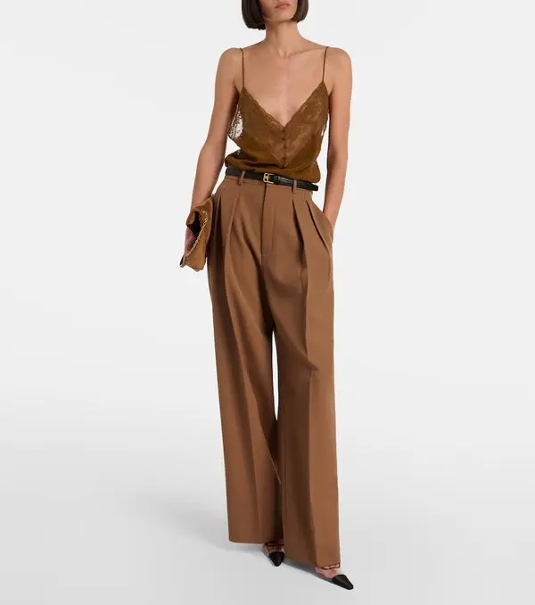 Saint Laurent Romy Satin-trimmed Slingback Pumps