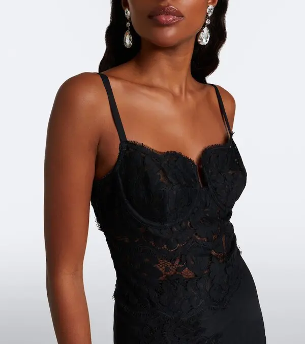 Dolce & Gabbana Lace-trimmed Silk And And Cotton-blend Gown