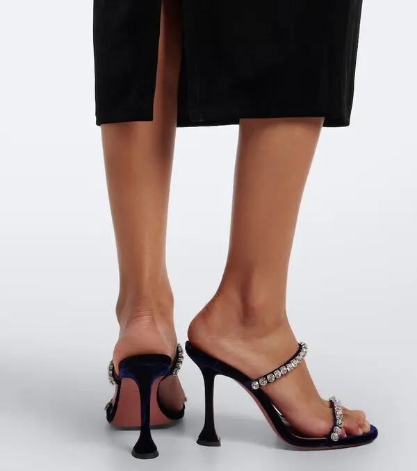 Amina Muaddi Gigi Embellished Velvet Sandals