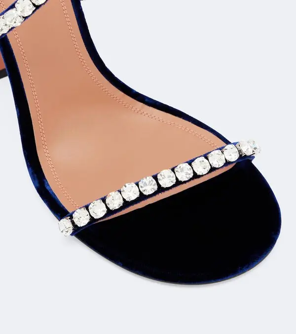 Amina Muaddi Gigi Embellished Velvet Sandals