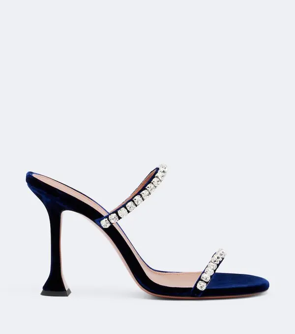 Amina Muaddi Gigi Embellished Velvet Sandals