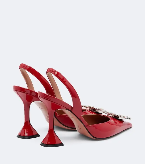 Amina Muaddi Begum Embellished Leather Slingback Pumps