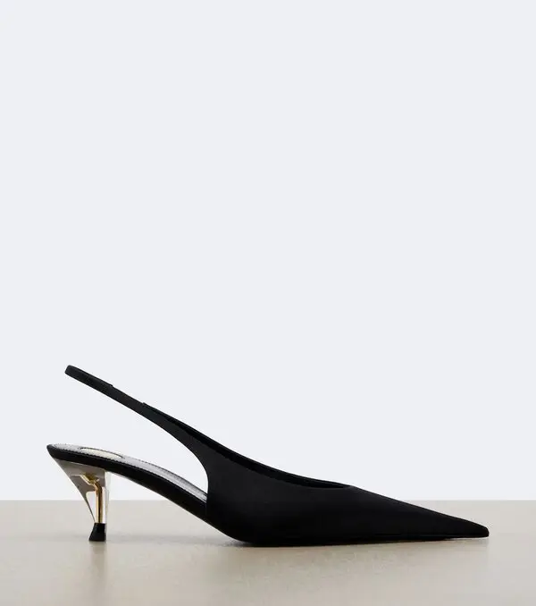 Saint Laurent Fanny Satin Slingback Pumps
