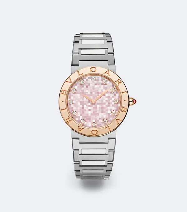 BVLGARI Embellished 18kt Rose Gold And Stainless Steel Watch - Silver