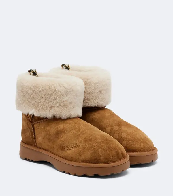 Burberry Shearling-lined Suede Ankle Boots