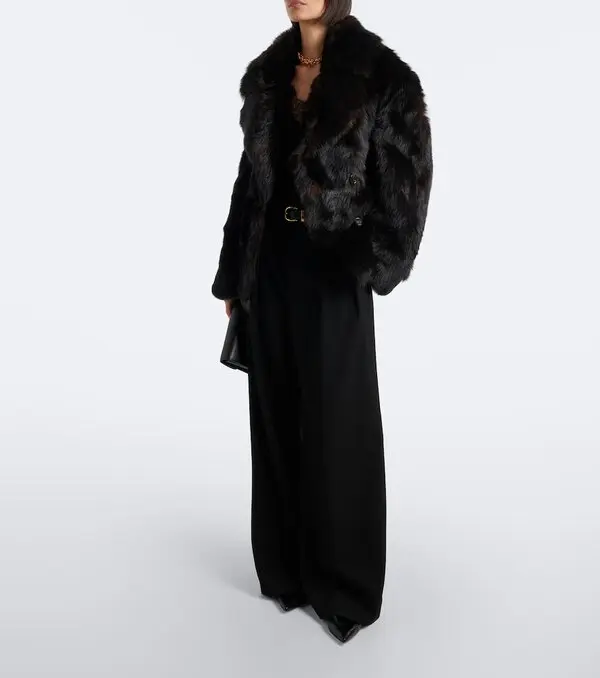 NILI LOTAN Cleophee Double-breasted Shearling Jacket