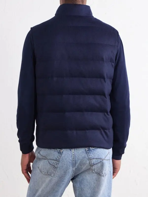 Eleventy Reversible Padded Cashmere-blend And Wool-blend Gilet