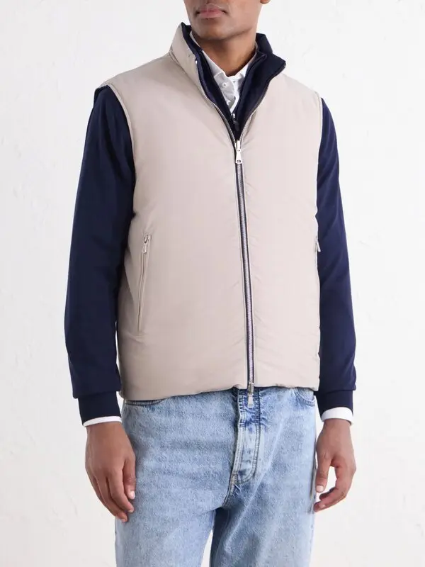 Eleventy Reversible Padded Cashmere-blend And Wool-blend Gilet