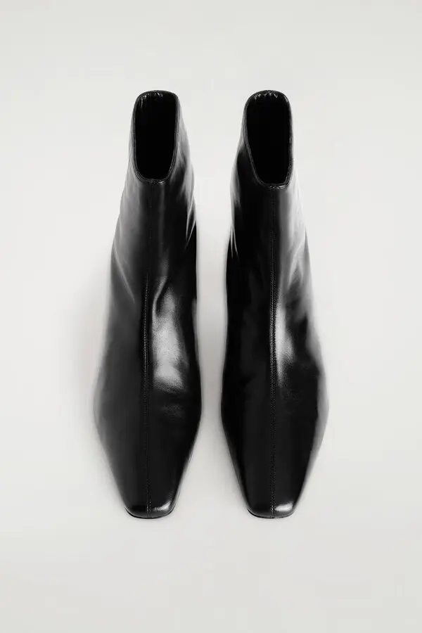 Cos Angular Leather Heeled Ankle Boots