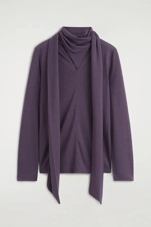 Cos Fluid Scarf-detail Top - Purple
