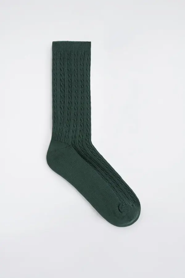 Cos Cable-knit Socks - Green