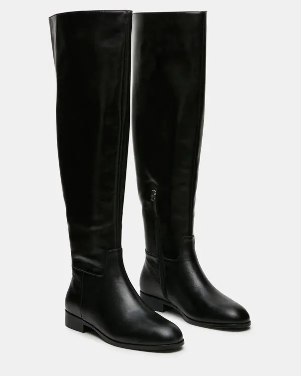Steve Madden Canter Leather Wide Calf Over The Knee Boots - Black