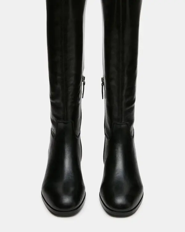 Steve Madden Canter Leather Wide Calf Over The Knee Boots - Black