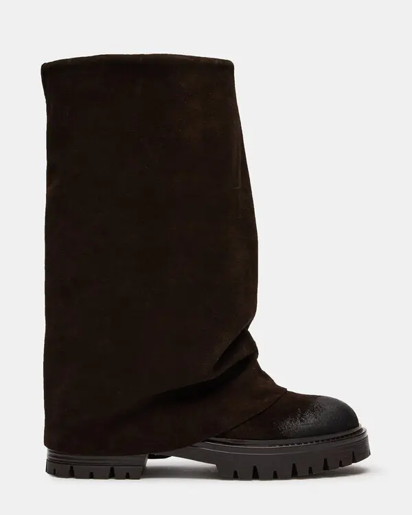 Steve Madden Rift Cuffed Boots - Brown Suede