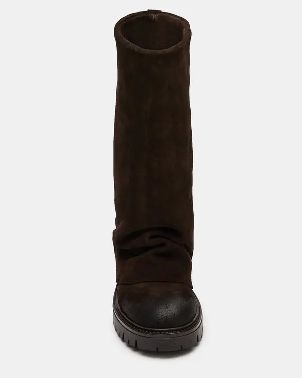 Steve Madden Rift Cuffed Boots - Brown Suede