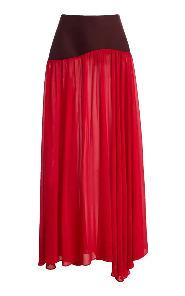 SLOAN Exclusive Wave Chiffon Midi Skirt