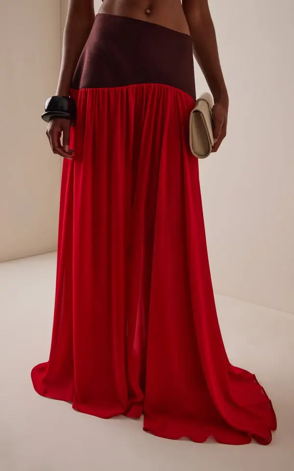 SLOAN Exclusive Wave Chiffon Midi Skirt
