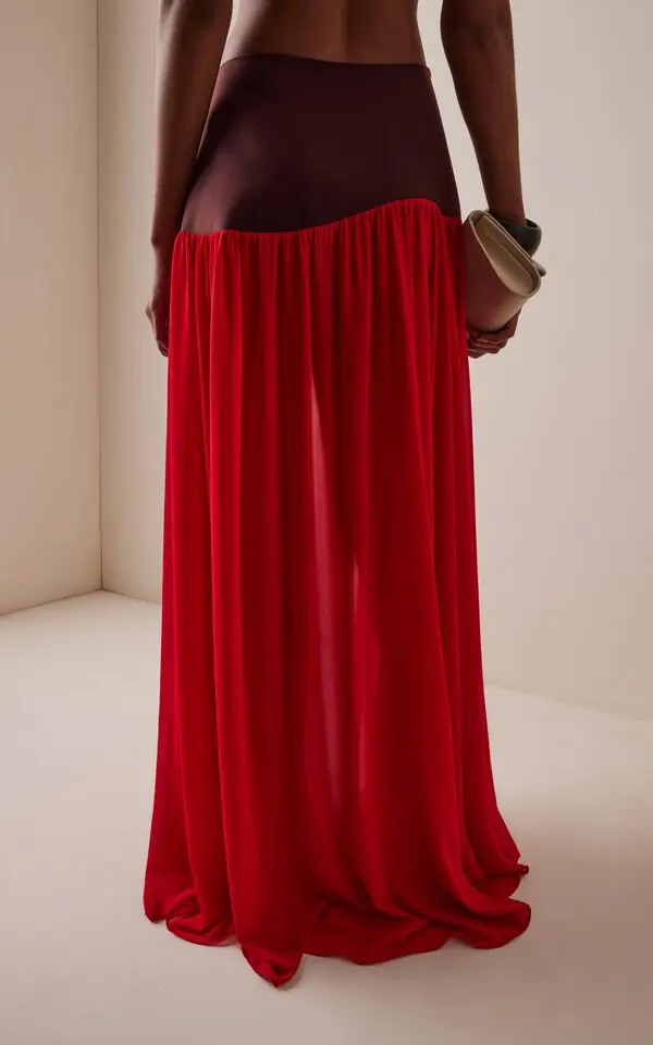 SLOAN Exclusive Wave Chiffon Midi Skirt