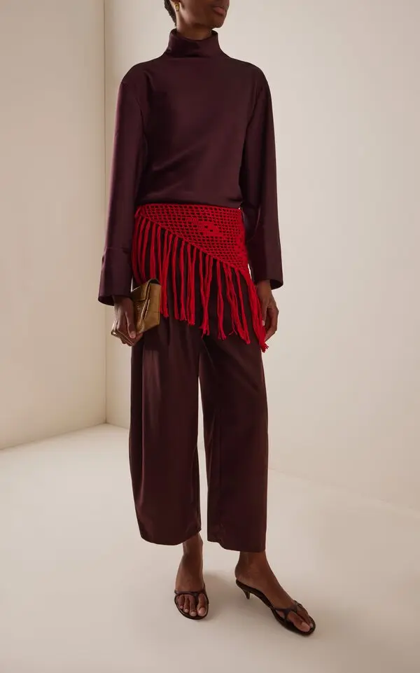 SLOAN Exclusive Pleated Wool Barrel-leg Pants