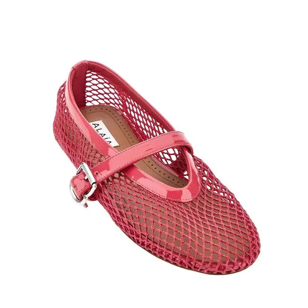 Alaïa Fishnet Ballerina Flats - Pink