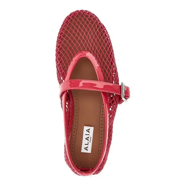 Alaïa Fishnet Ballerina Flats - Pink