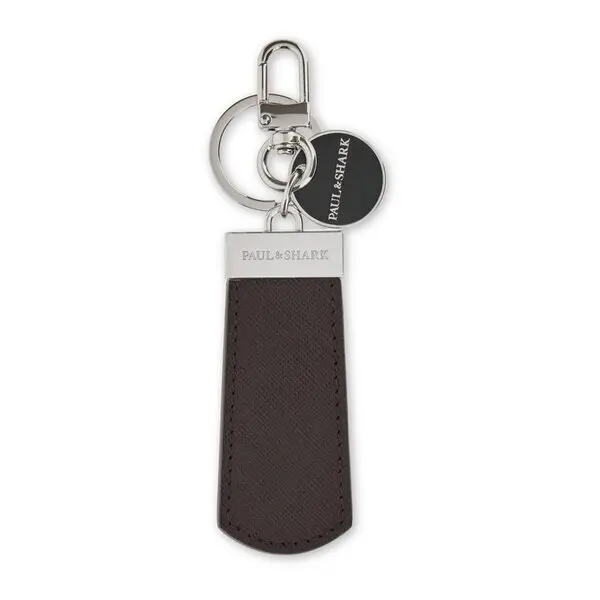 Paul & Shark Saffiano Leather Keyring - Coffee