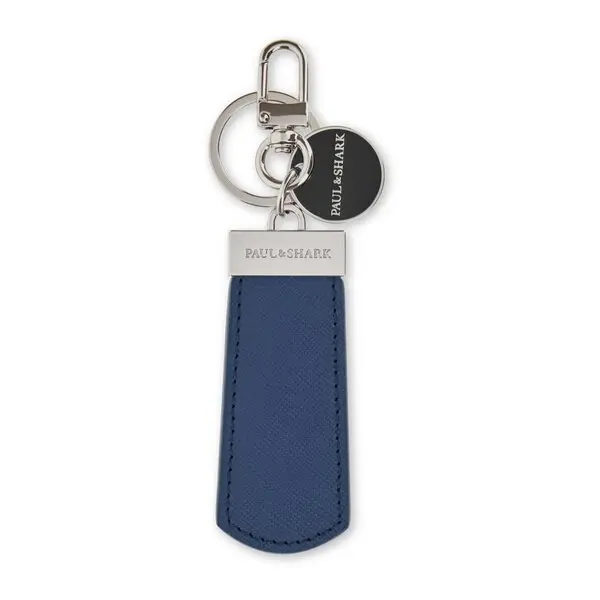Paul & Shark Saffiano Leather Keyring - Ensign Blue