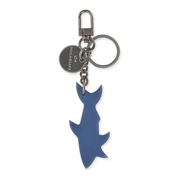 Paul & Shark Shark Saffiano Leather Keyring - Ensign Blue