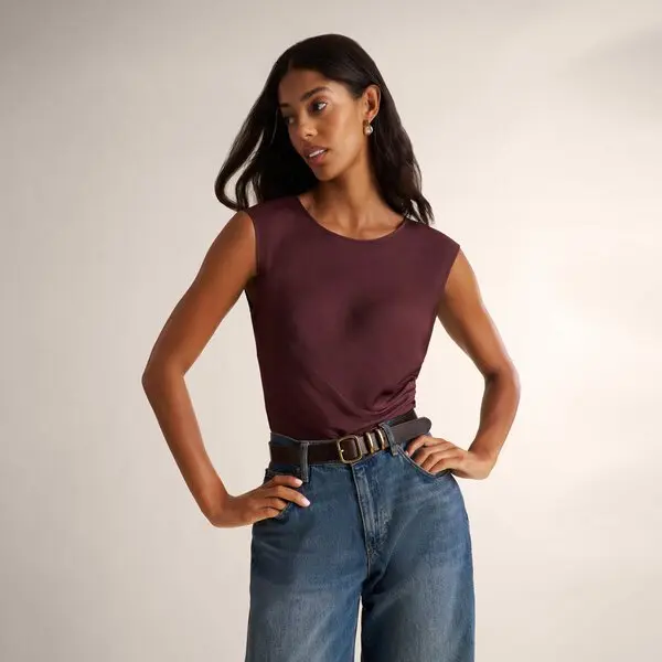 M.M.LAFLEUR Brooke Definition Top Eco Drape:: Aubergine