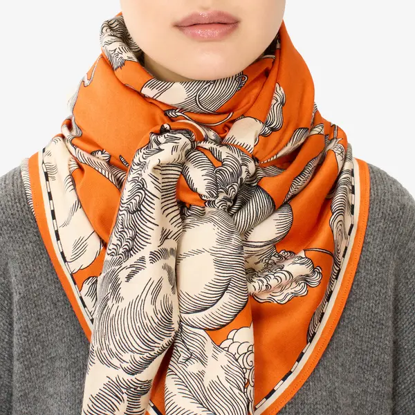 INOUI EDITIONS Scarf 130 Silk Modal:: Astrologie Orange