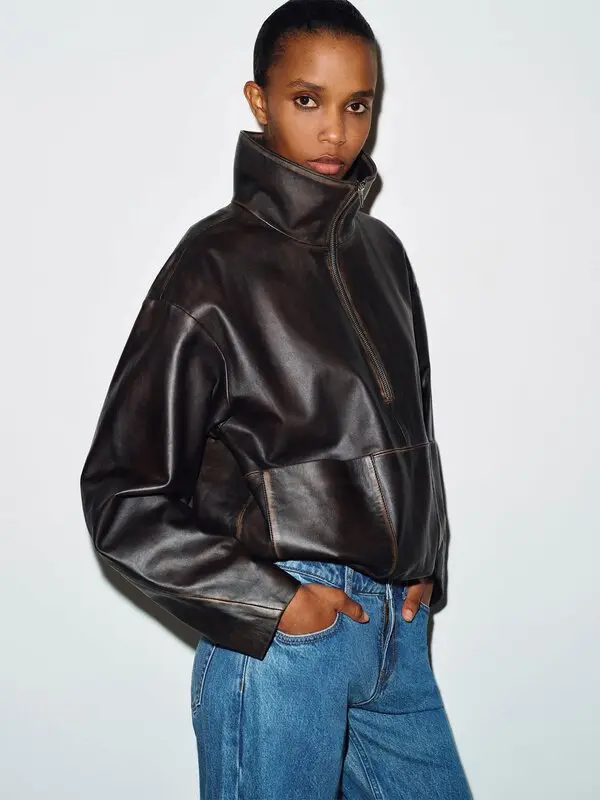 REFORMATION Veda Collins Leather Anorak