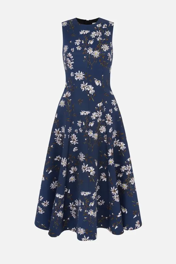 EMILIA WICKSTEAD Mara Dress In Midnight Magnolia Taffeta Faille
