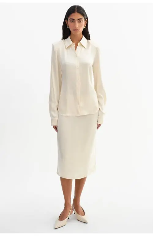 LAMARQUE Mika Satin Skirt - Cream