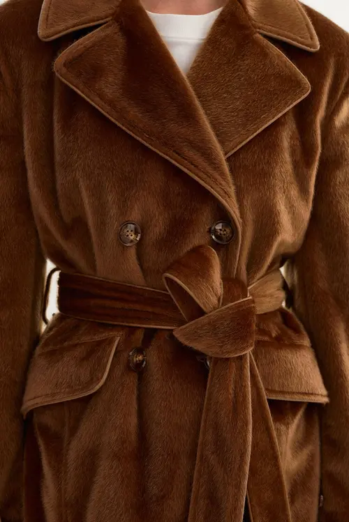 LAMARQUE Wilda | Faux Hair Trench Coat