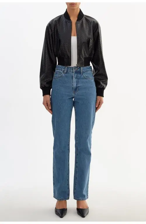 LAMARQUE Evelin W | Cropped Woven Bomber Jacket - Black