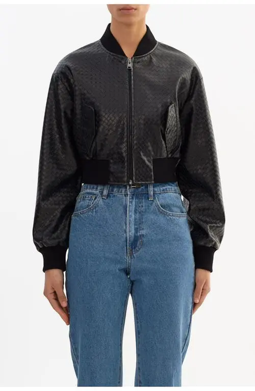 LAMARQUE Evelin W | Cropped Woven Bomber Jacket - Black
