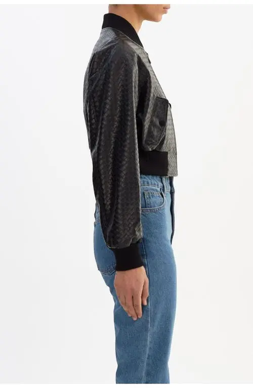 LAMARQUE Evelin W | Cropped Woven Bomber Jacket - Black