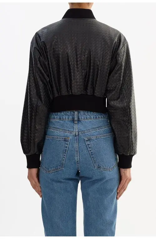 LAMARQUE Evelin W | Cropped Woven Bomber Jacket - Black