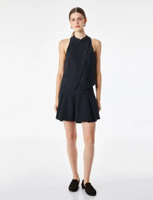 Koton Halter Neck Pinstriped Vest With Asymmetric Buttons