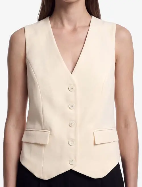 Koton V-neck Button-front Vest With Applique Detailed
