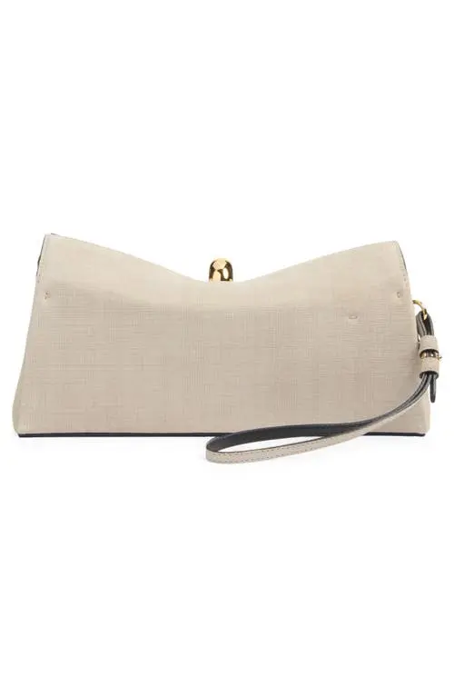 Jacquemus The Valérie Linen Effect Leather Clutch - Greige/black 1pv