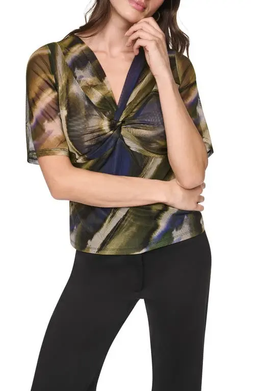 Dkny Twist Front Mesh Top