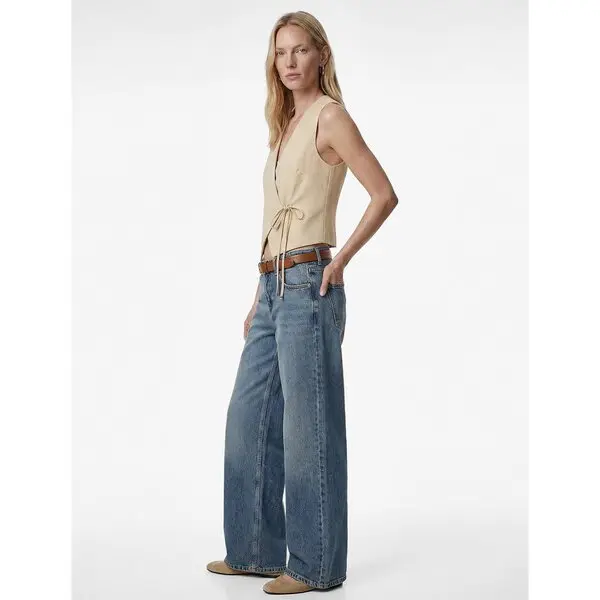 Koton Sleeveless V-neck Wrap Vest With Tie