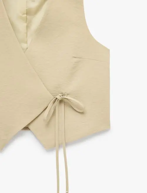 Koton Sleeveless V-neck Wrap Vest With Tie