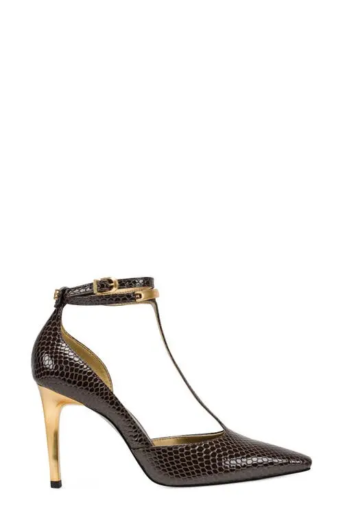 Donna Karan New York Samuel Snakeskin Embossed T-strap Pump - Canyon